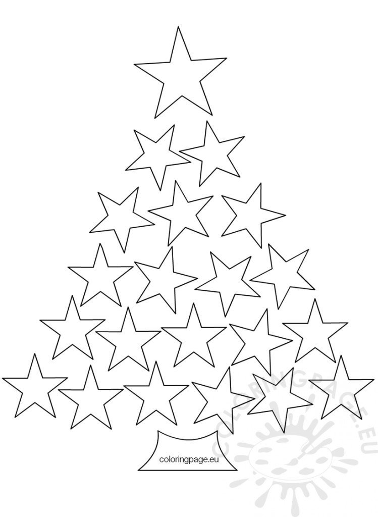 Christmas tree made of stars | Coloring Page