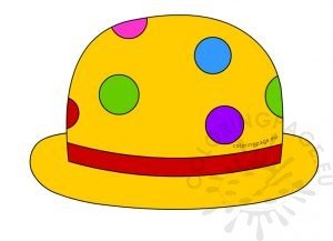 Yellow Clown Bowler Hat Men clipart | Coloring Page