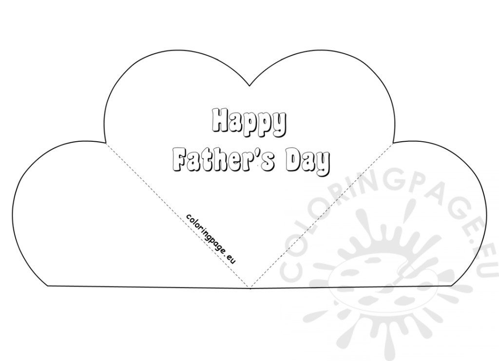 Simple Popup Heart Card Father's Day | Coloring Page
