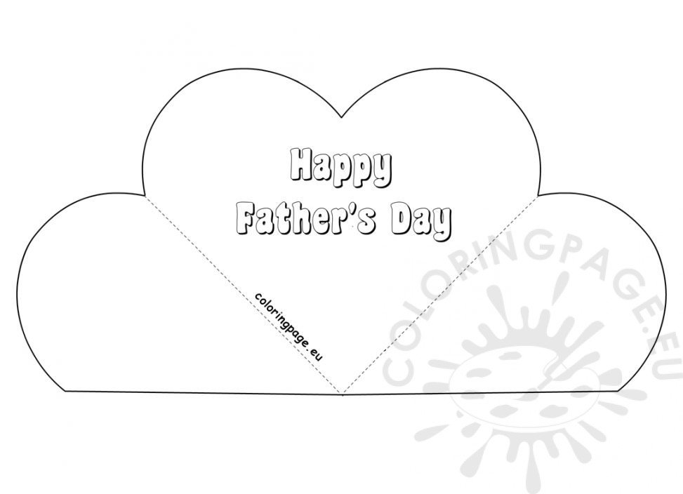 Simple Popup Heart Card Father's Day | Coloring Page
