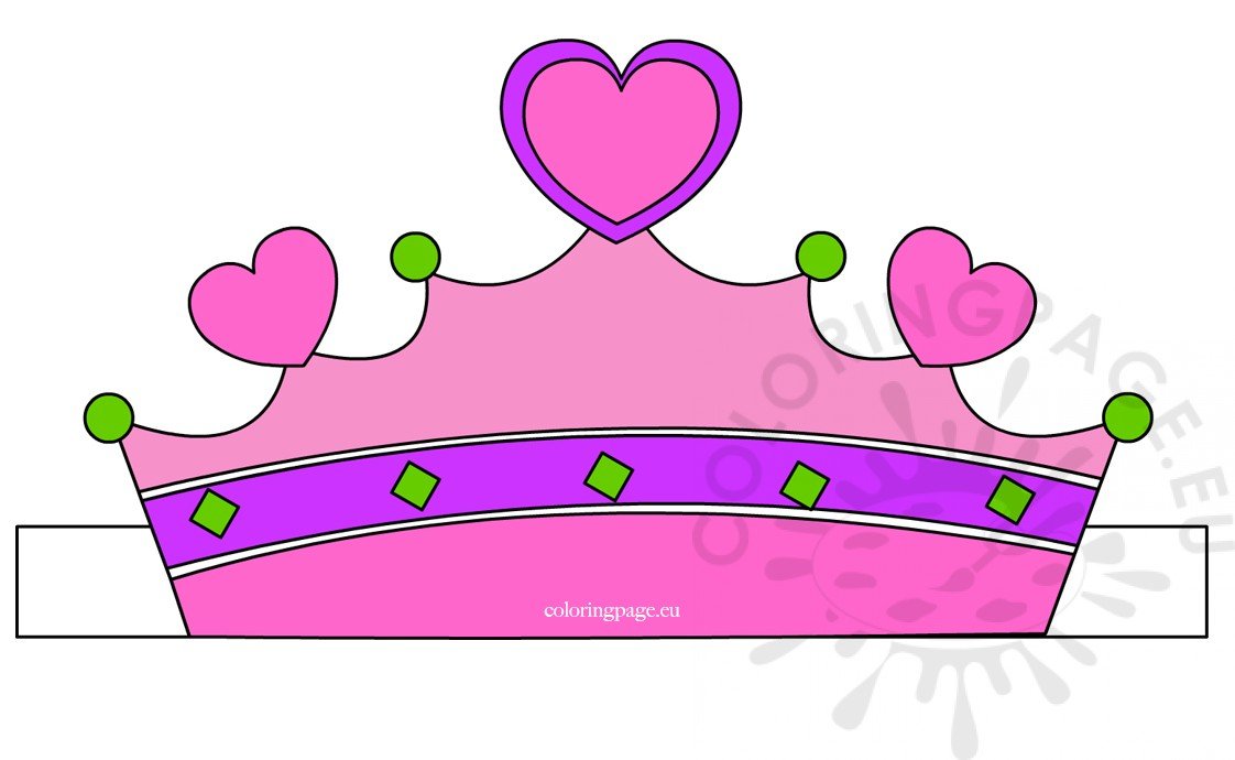 Printable Pink Paper Princess Crown Coloring Page