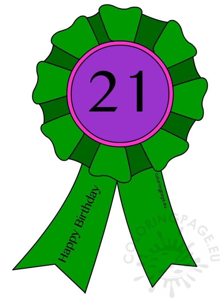 Printable 21st Birthday Award Ribbon | Coloring Page