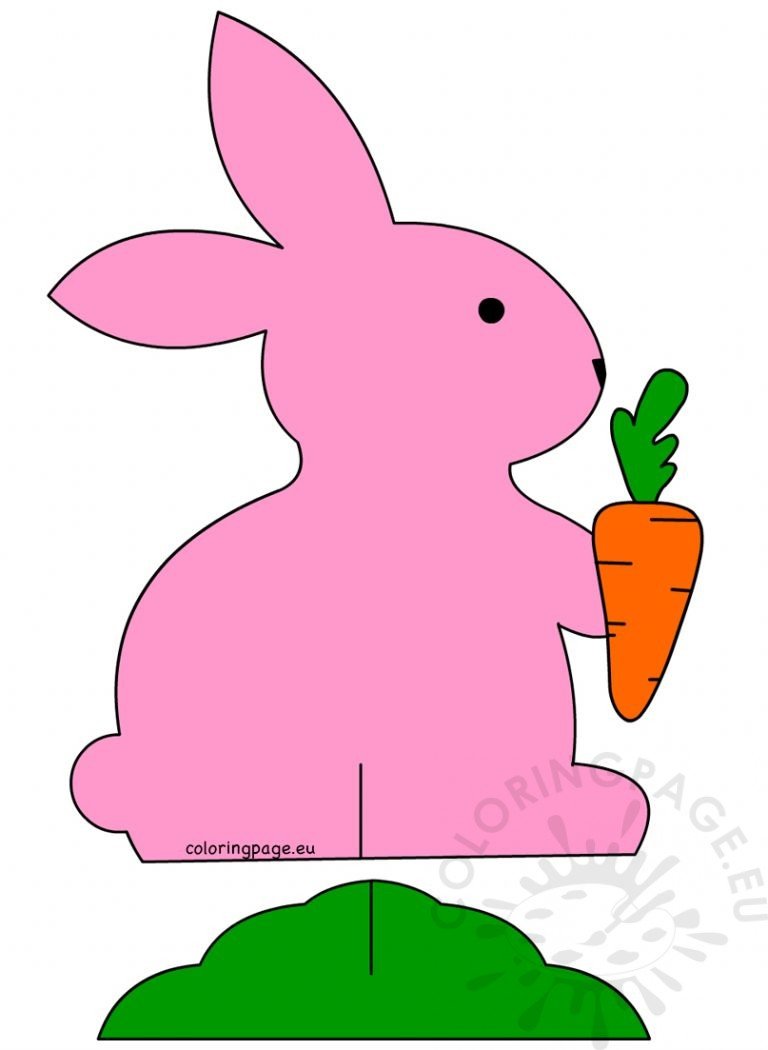 Cute paper bunny with carrot Craft | Coloring Page