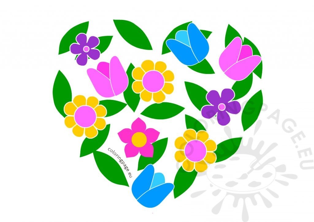 Greeting Card With Floral Heart Shape | Coloring Page