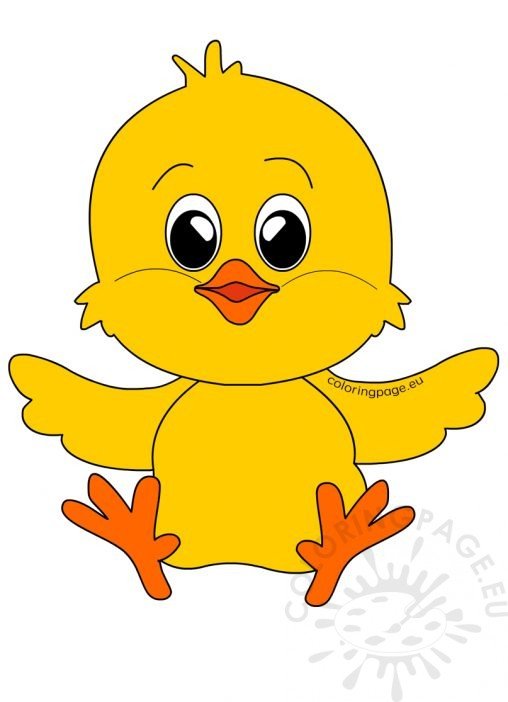 Yellow happy Easter chicken Vector illustration | Coloring Page