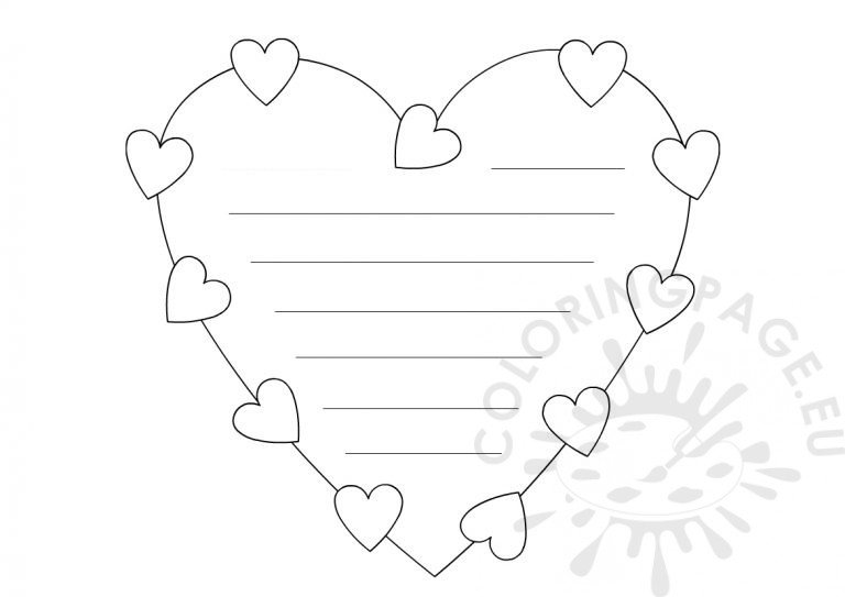Heart writing paper template | Coloring Page