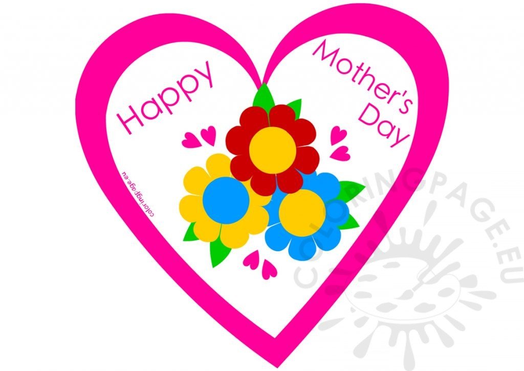 Mother's Day Card floral heart Ideas | Coloring Page