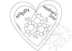 Happy Mother's day card floral heart design | Coloring Page