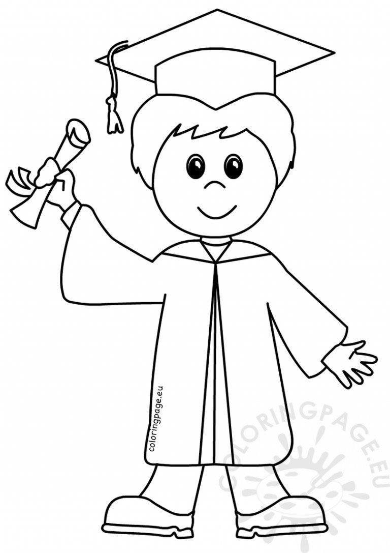 Graduation Boy cartoon coloring page | Coloring Page