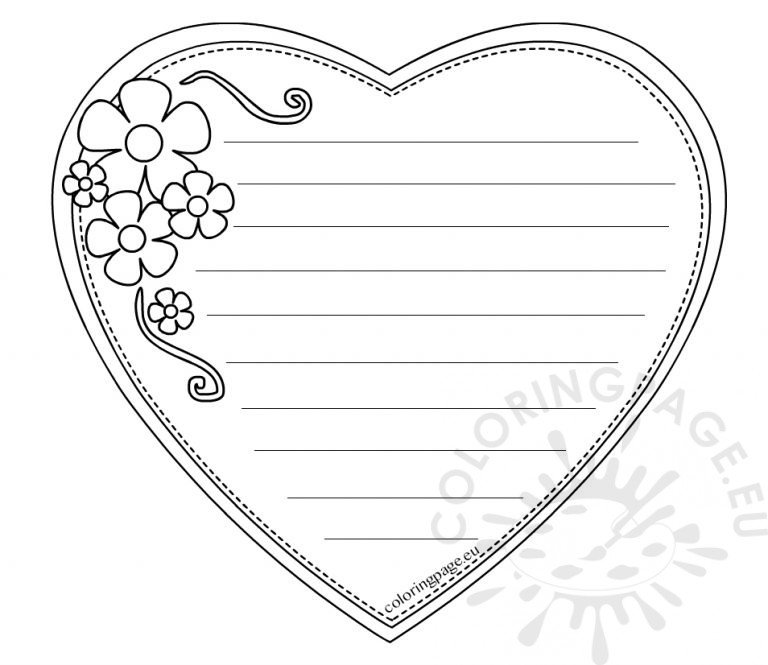 Heart shaped writing paper for Mother's Day | Coloring Page