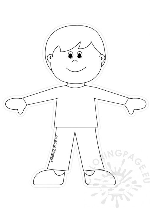 Boy Paper Doll Cut Out Template | Coloring Page