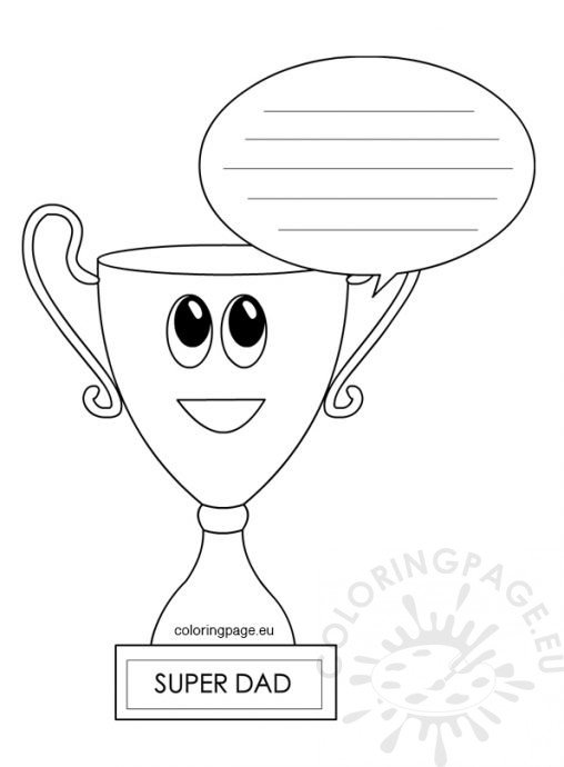 Father's Day Trophy Card Paper Craft | Coloring Page