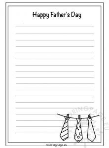 Father's Day Writing Paper template | Coloring Page