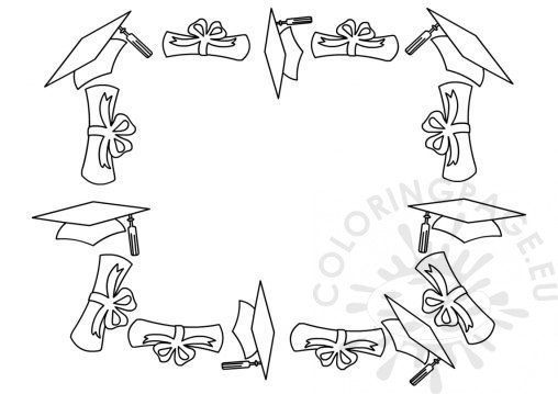 Graduation cap border image | Coloring Page
