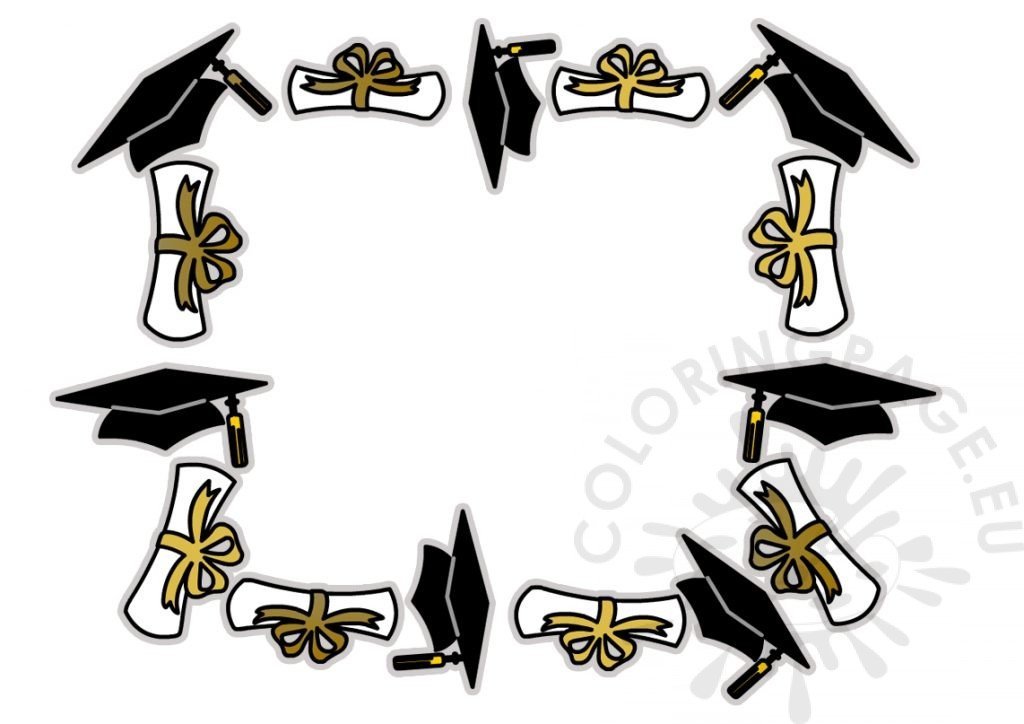 Printable Graduation cap border | Coloring Page