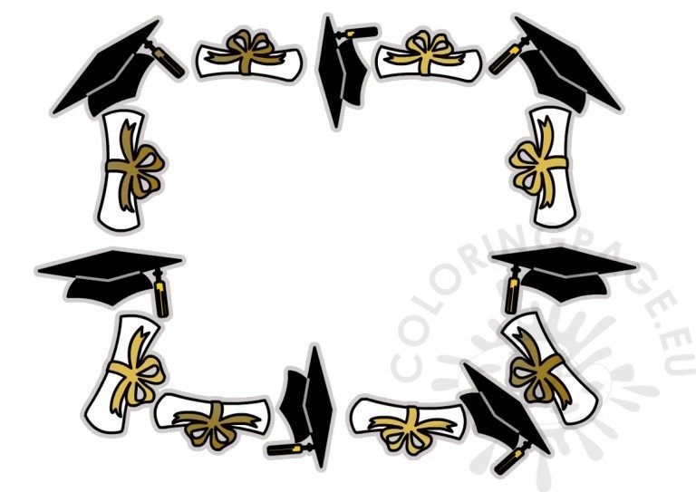 Printable Graduation cap border | Coloring Page