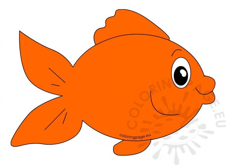 Cute orange fish cartoon vector image – Coloring Page