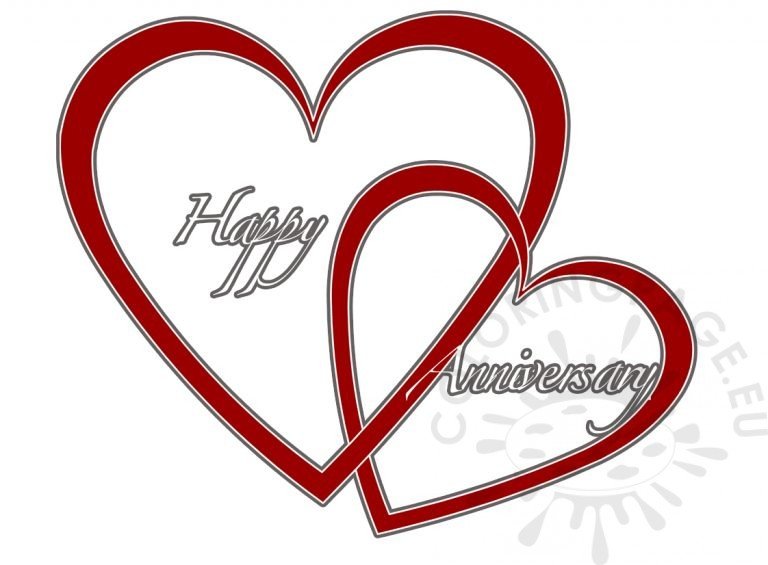 Happy Anniversary With Read Two Hearts | Coloring Page