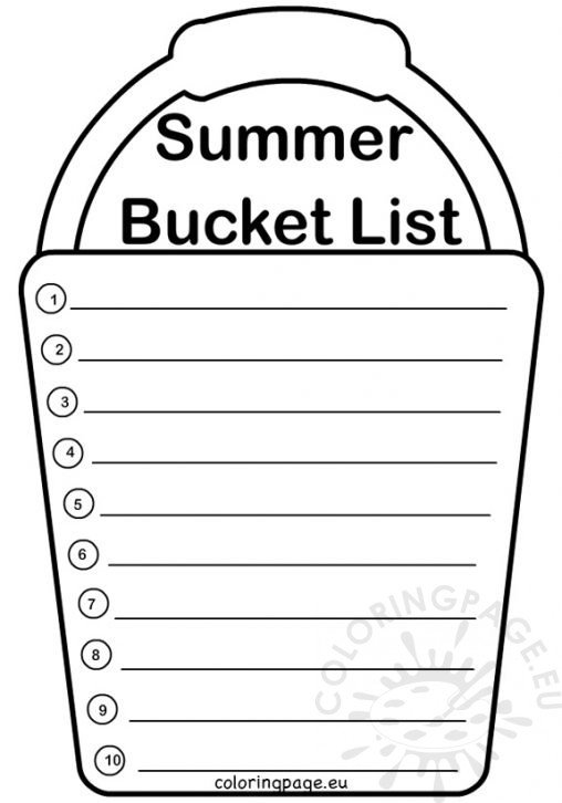Summer bucket list template | Coloring Page