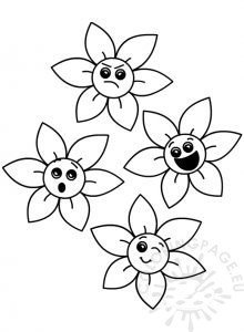 Printable Flower emotions clipart | Coloring Page