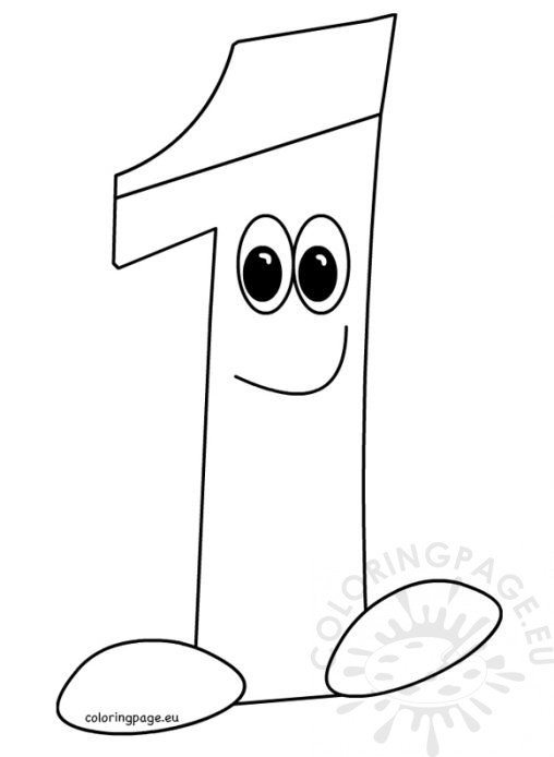 Cartoon Number One template | Coloring Page