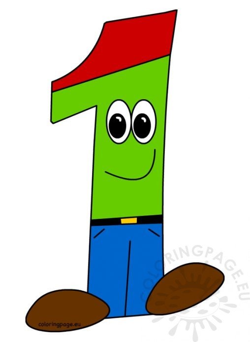 Cartoon Character Number One clipart | Coloring Page