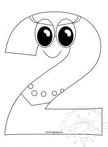 Outlined Number Two cartoon | Coloring Page