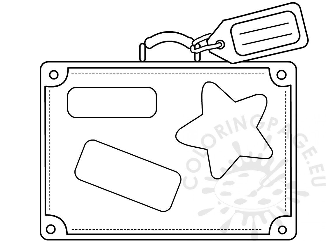 Suitcase With Stickers Image Coloring Page
