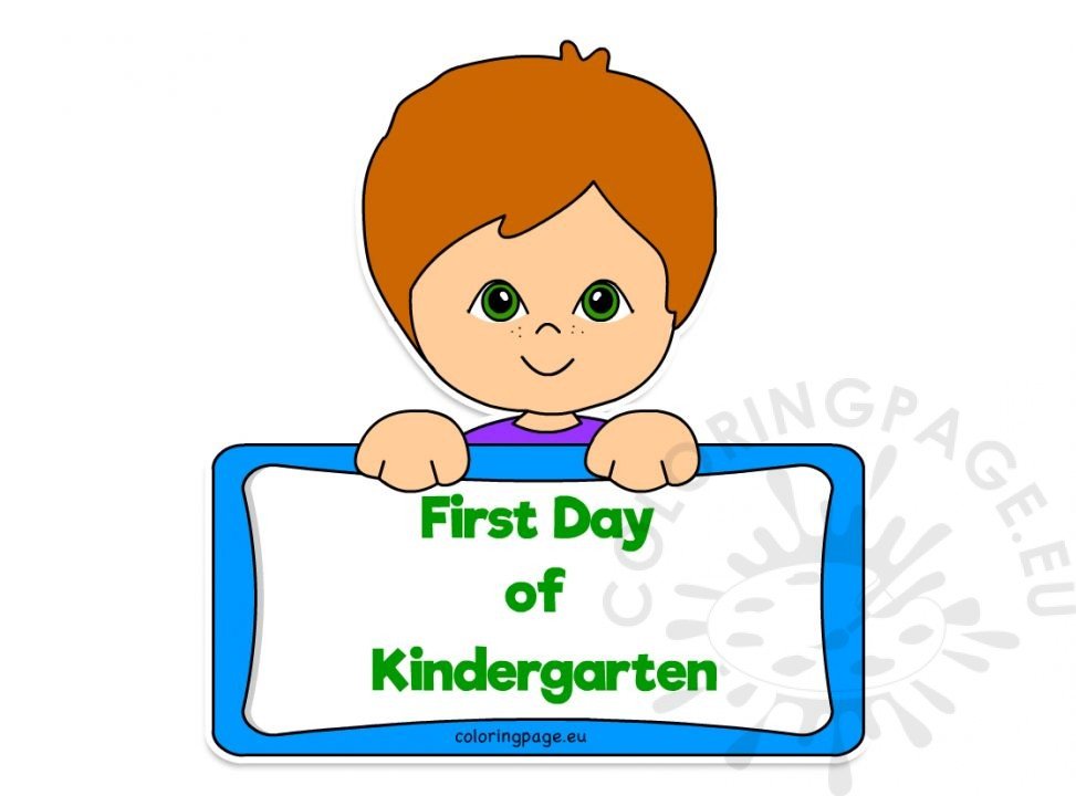 First Day of Kindergarten Sign | Coloring Page