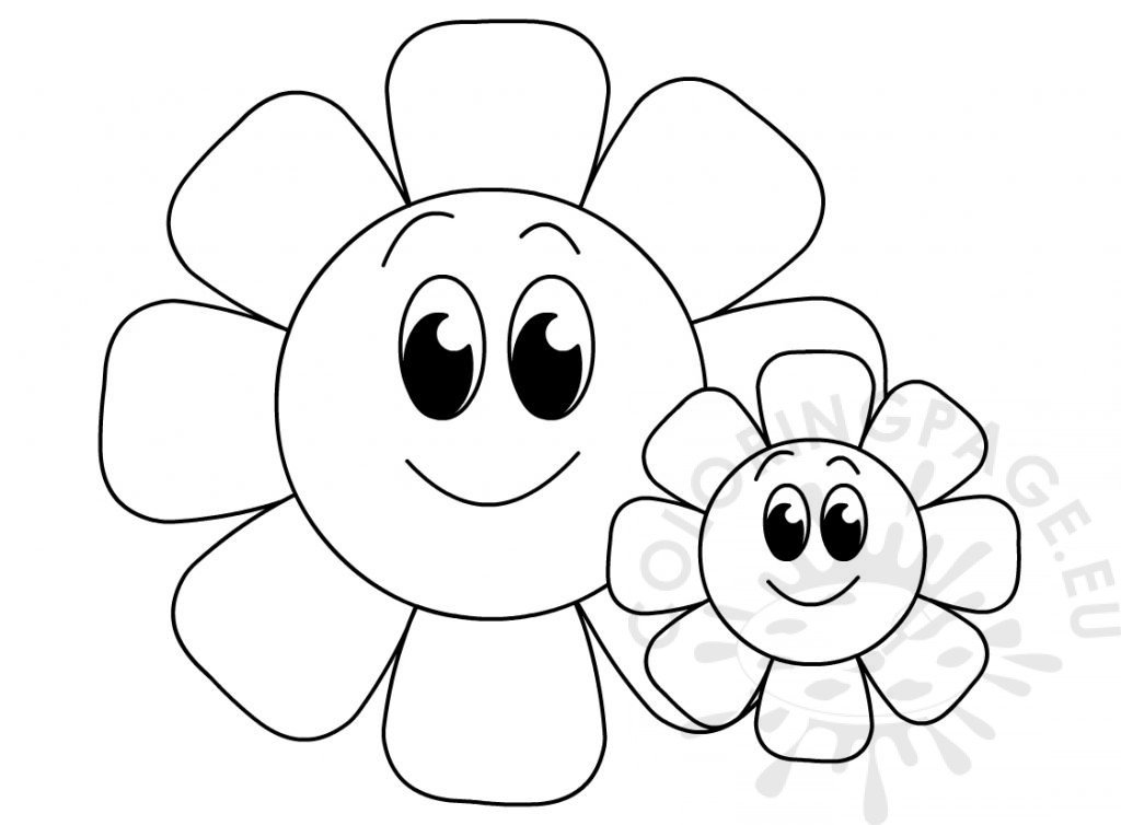 Big and small flowers printable | Coloring Page