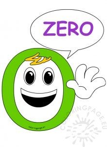 Happy Zero number character printable | Coloring Page