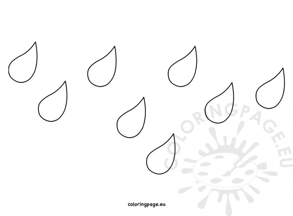 Small Rain drops template printable | Coloring Page