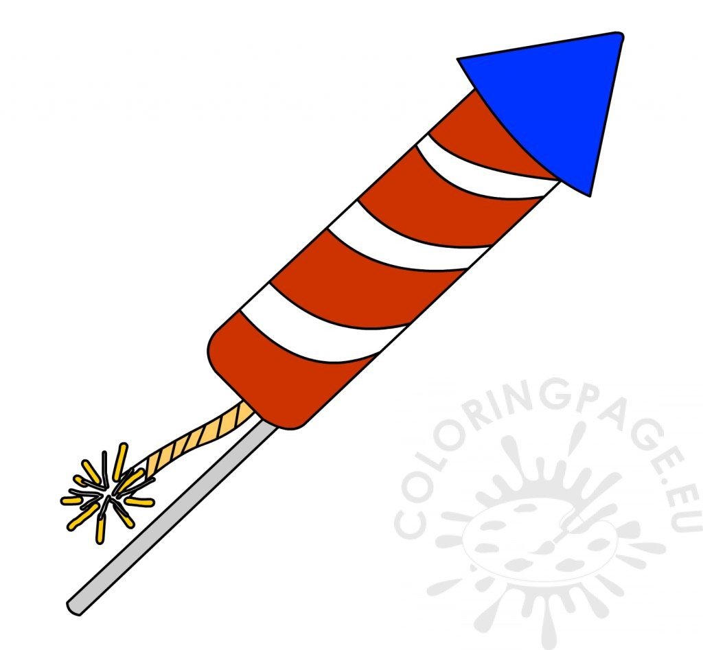 Red And White Striped Firework Rocket clipart | Coloring Page