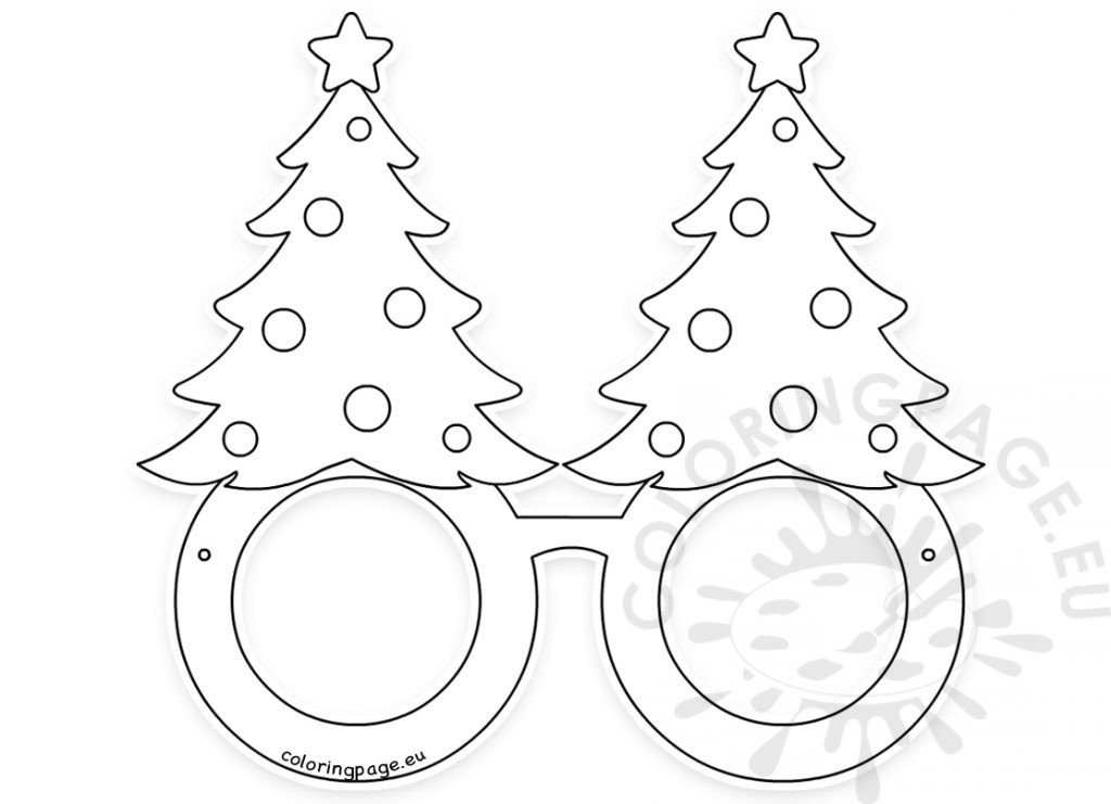 Christmas Tree glasses paper craft | Coloring Page
