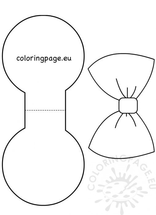 Girls Little Mouse Ears with Bow template | Coloring Page