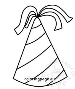 Birthday hat with cone with stripes | Coloring Page