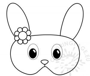 Easter Bunny mask with flowers template | Coloring Page
