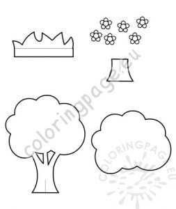3D Spring Paper Tree craft template | Coloring Page