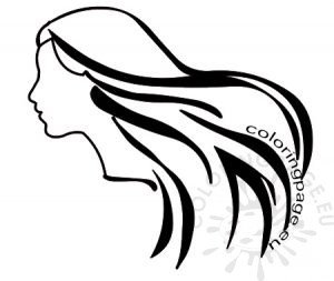 Stylized woman profile with long hair printable | Coloring Page