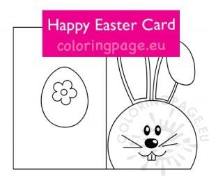 Greeting card with cute easter bunny | Coloring Page