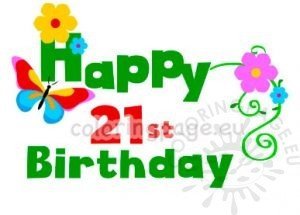 Happy 21st Birthday vector art | Coloring Page