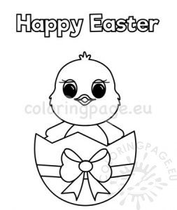 Happy Easter chick coloring sheet | Coloring Page
