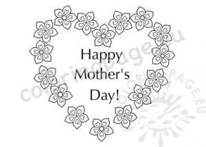 Mother's Day Flower Heart template | Coloring Page