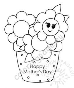 Happy Mother’s Day Flowers in Vase | Coloring Page
