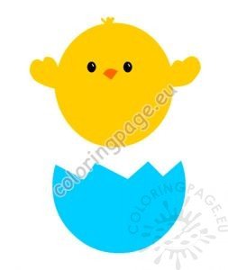 Broken Easter Egg with Chick Inside | Coloring Page