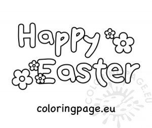 Happy Easter Flowers clipart to color | Coloring Page
