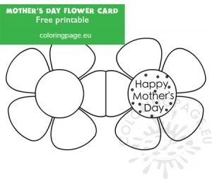 Mother's Day Flower Card template | Coloring Page