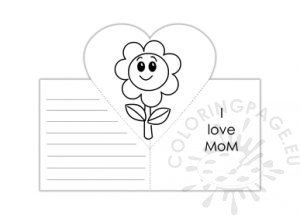 Mother's Day Pop Up Heart Card template | Coloring Page