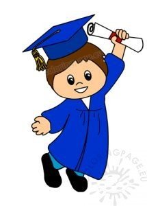 Happy boy after graduation clipart | Coloring Page