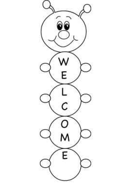 Caterpillar welcome coloring vector | Coloring Page